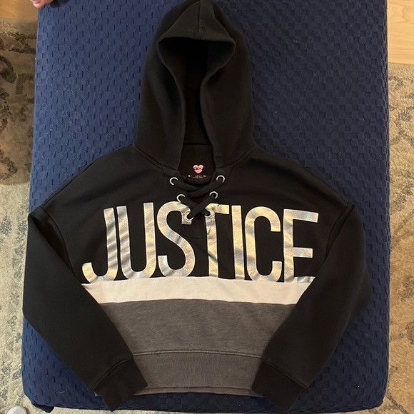 Justice | Shirts & Tops | Justice Girls Cropped Hoodie With Silver ...